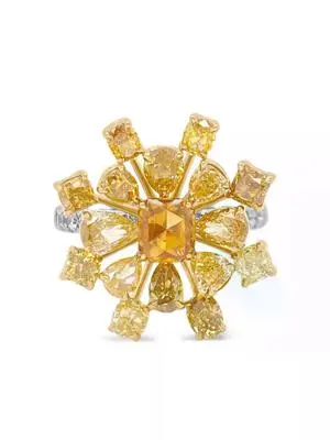 HYT JEWELRY 18k Yellow And White Gold Diamond Ring - Silver