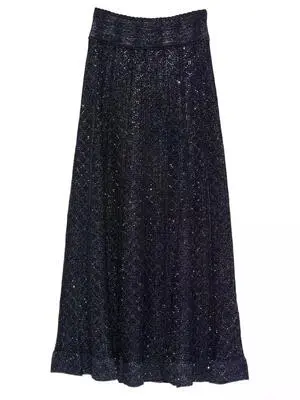 Sandro Rhinestone Embellished Knit Maxi Skirt