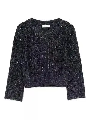 Sandro Rhinestone Embellished Knit Cardigan