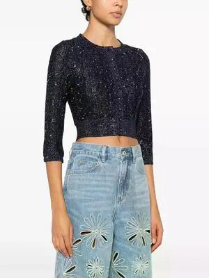 Sandro Rhinestone Embellished Knit Cardigan