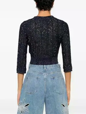 Sandro Rhinestone Embellished Knit Cardigan