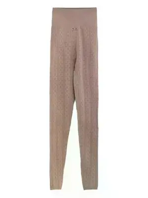 JW Anderson Pointelle Knit Leggings With Bow Detail - Neutrals