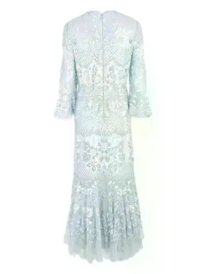 NEEDLE & THREAD Sequin-embellished Bell-sleeve Dress