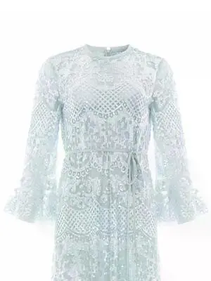 NEEDLE & THREAD Sequin-embellished Bell-sleeve Dress