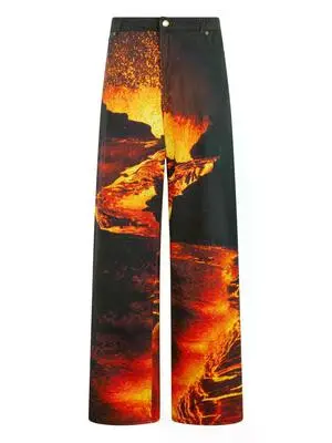Roberto Cavalli Lava-print Stretch Denim Jeans