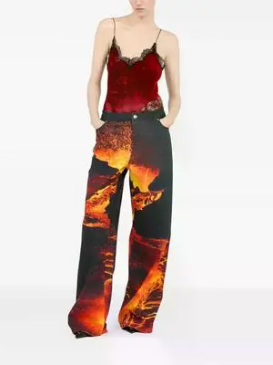 Roberto Cavalli Lava-print Stretch Denim Jeans