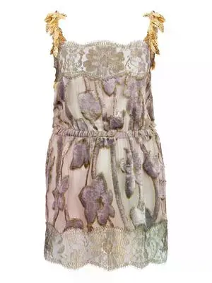 Roberto Cavalli Floral-pattern Leaf-strap Dress