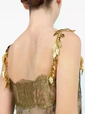 Roberto Cavalli Floral-pattern Leaf-strap Dress