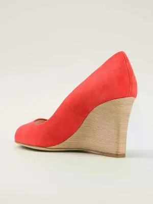 TOD'S Suede Wedge Pumps - Red