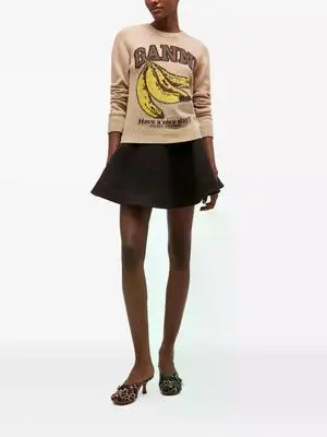 GANNI Graphic Print Wool Blend Sweater - Neutrals