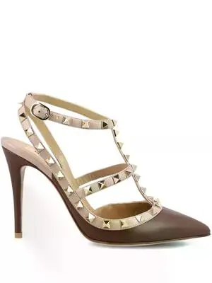 Valentino Garavani Rockstud Court Pumps 100mm - Brown