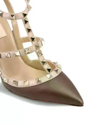 Valentino Garavani Rockstud Court Pumps 100mm - Brown