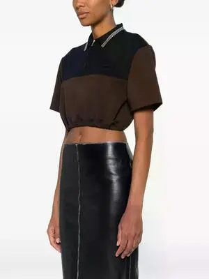 Miu Miu Two-tone Cropped Polo Top