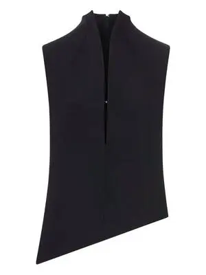 Khaite Asymmetrical Front Hook Fastening Deep Neckline Top - Black