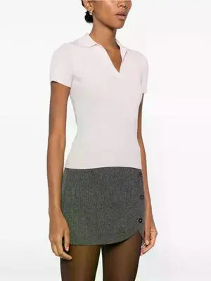 Max Mara Ribbed Knit Polo Shirt - Pink