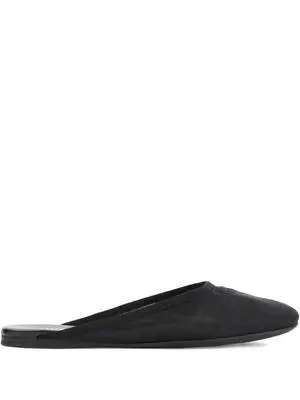 Miu Miu Embroidered Logo Flat Mules - Black