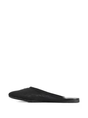 Miu Miu Embroidered Logo Flat Mules - Black