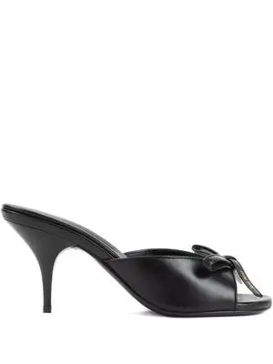 Miu Miu Leather Heeled Sandals - Black