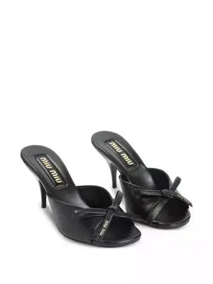 Miu Miu Leather Heeled Sandals - Black