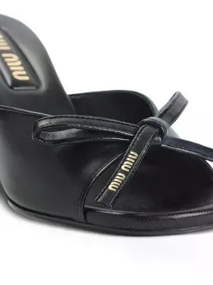 Miu Miu Leather Heeled Sandals - Black