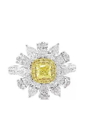 HYT JEWELRY Floral-design Diamond Ring - Silver