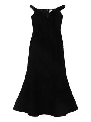 SELF-PORTRAIT Off-shoulder Boucle Midi Dress