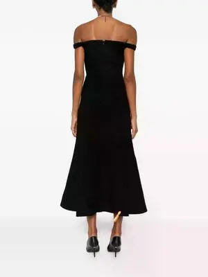 SELF-PORTRAIT Off-shoulder Boucle Midi Dress
