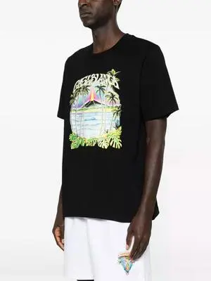 Casablanca Volcano Palm-tree Tropical Print T-shirt - Black
