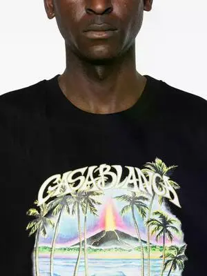 Casablanca Volcano Palm-tree Tropical Print T-shirt - Black
