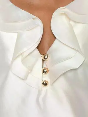 SELF-PORTRAIT Taffeta Ruffled Blouse