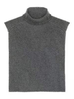 Ports 1961 Ribbed Turtleneck Sleeveless Top - Grey