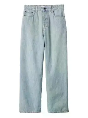 Miu Miu Chambray Embroidered-logo Jeans - Blue