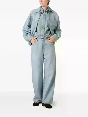 Miu Miu Chambray Embroidered-logo Jeans - Blue