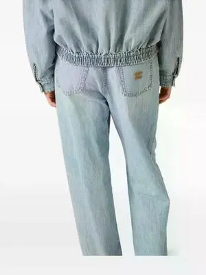Miu Miu Chambray Embroidered-logo Jeans - Blue