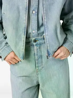 Miu Miu Chambray Embroidered-logo Jeans - Blue