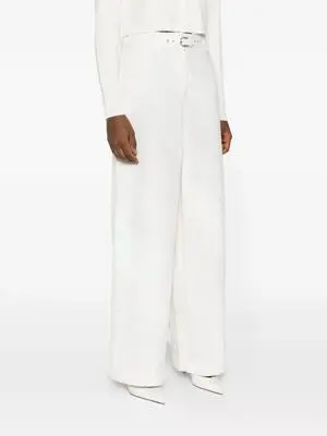 Maje Belted Textured Flare Trousers