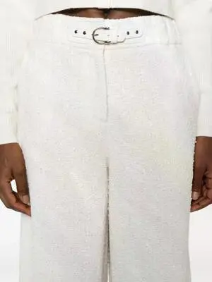 Maje Belted Textured Flare Trousers