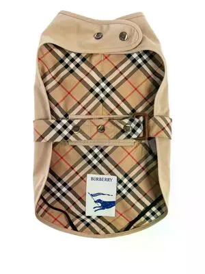 Burberry Gabardine Dog Coat With Check Pattern - Neutrals