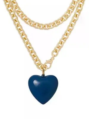 ROXANNE ASSOULIN Tone And Navy Blue Chain Heart Pendant Necklace