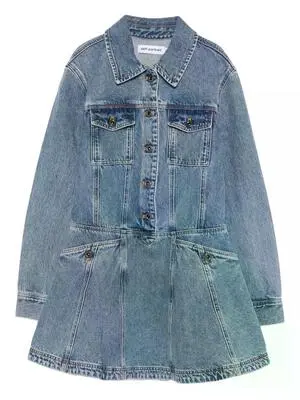 SELF-PORTRAIT Buttoned Pocket Dress - Blue