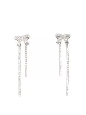 Maje Rhinestone Bow Drop Earrings - Silver