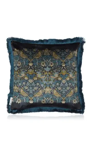Liberty Strawberry Thief Velvet Cushion - Blue