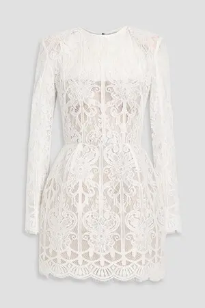 BRONX AND BRONCO Casey Scalloped Lace Mini Dress - White