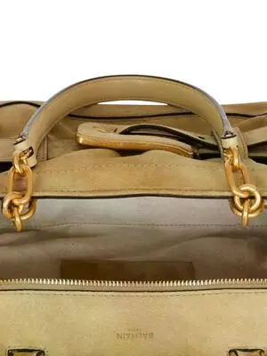 Balmain Anthem Suede Buckle Shoulder Bag - Neutrals
