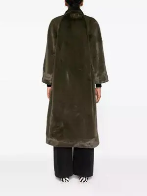 PARLOR Scarf Detail Faux Fur Coat - Green