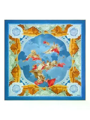 Versace Printed Silk Scarf 90cm - Blue