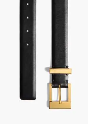 Khaite Medium Manhattan Leather Belt With Gold Hardware - Black