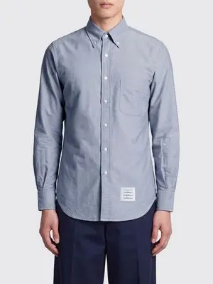 Thom Browne Button-down Cotton Shirt With Patch Pocket - Gnawed Blue