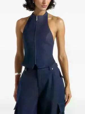 Manière De Voir Claudette Halterneck Backless Top - Blue