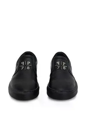 Philipp Plein Slip-on Leather Sneakers With Logo Plaque